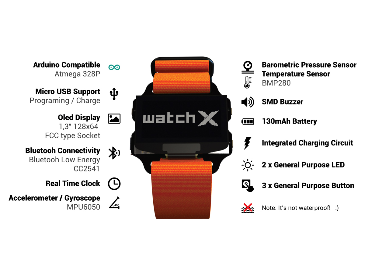 watchX-Arduino/Scratch Compatible Wearable Development Board | Arduino ...